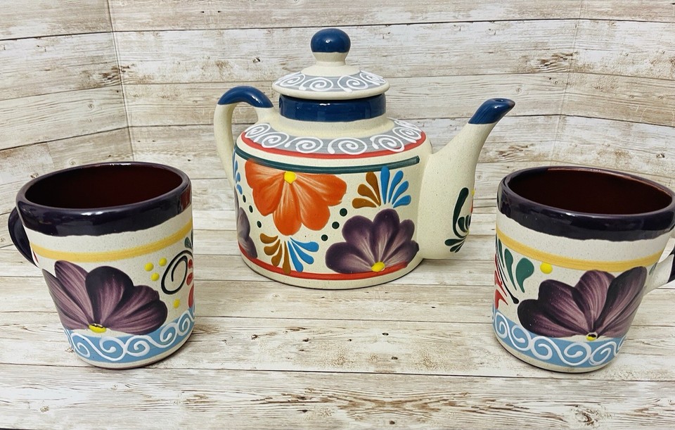 Cafetera Lechera Tetera Barro Mexicano 2 Tazas Engove Mexican Coffee ...