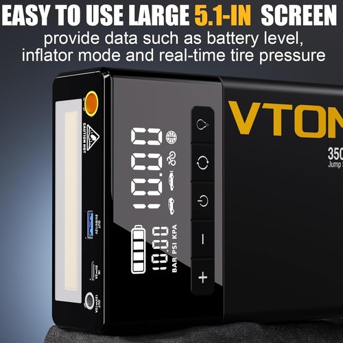 VTOMAN X5 Jump Starter with Air Compressor, 3500A Portable Car Battery ...