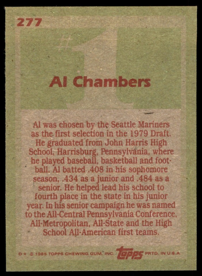 1985 Topps Al Chambers Baseball Cards #277 | eBay