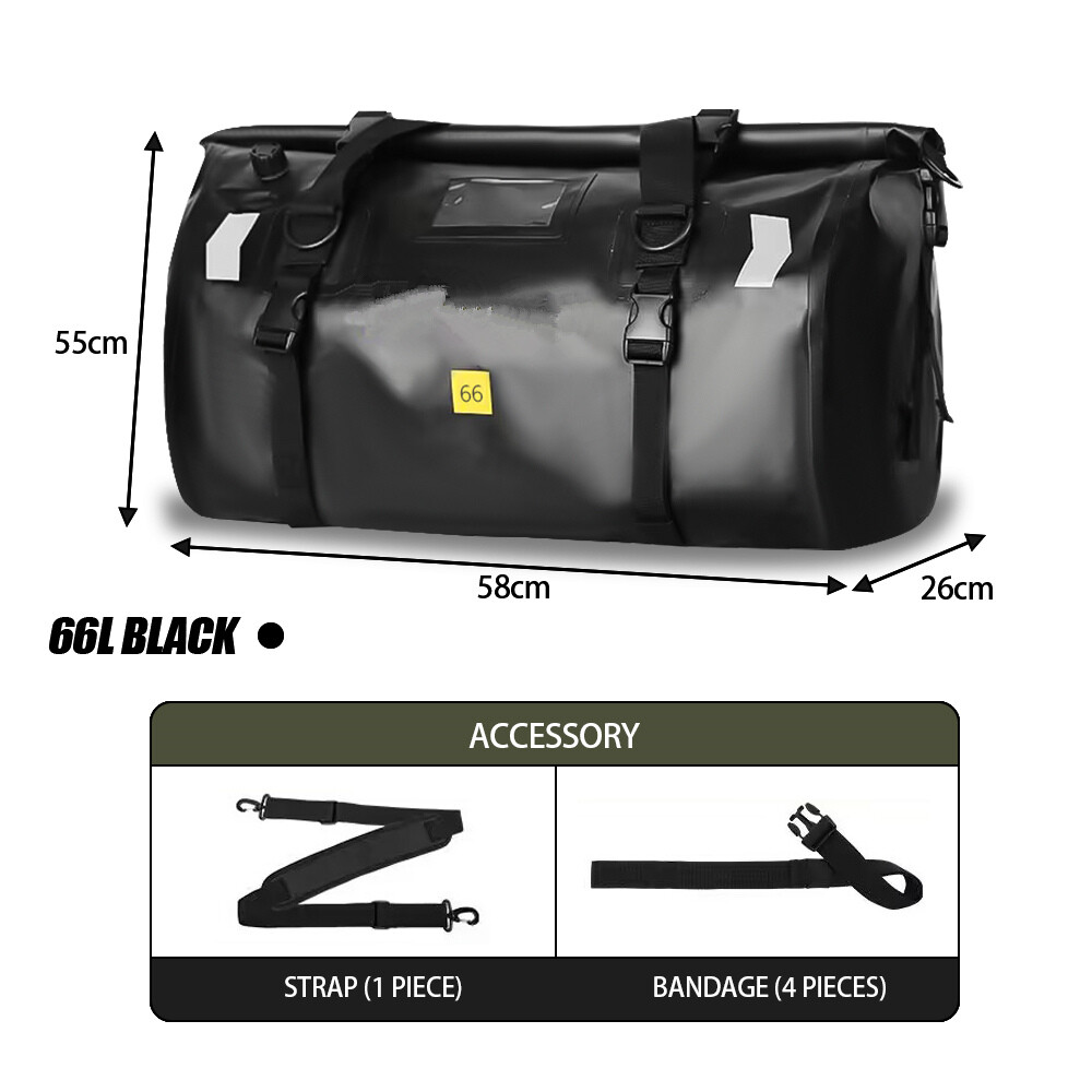 66L Motorcycle Travel Dry Bag Waterproof duffle Bag Luggage Rear Seat ...