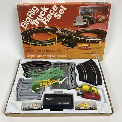 Super Rare 70s/80s VINTAGE PLAYTIME BIG RIG TRUCK RACE SET SLOT CAR IN ...