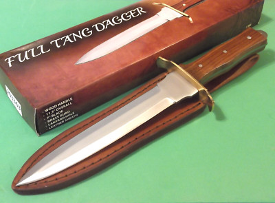 FULL TANG DAGGER 203363 wood handle fixed blade knife 11 3/8" overall ...