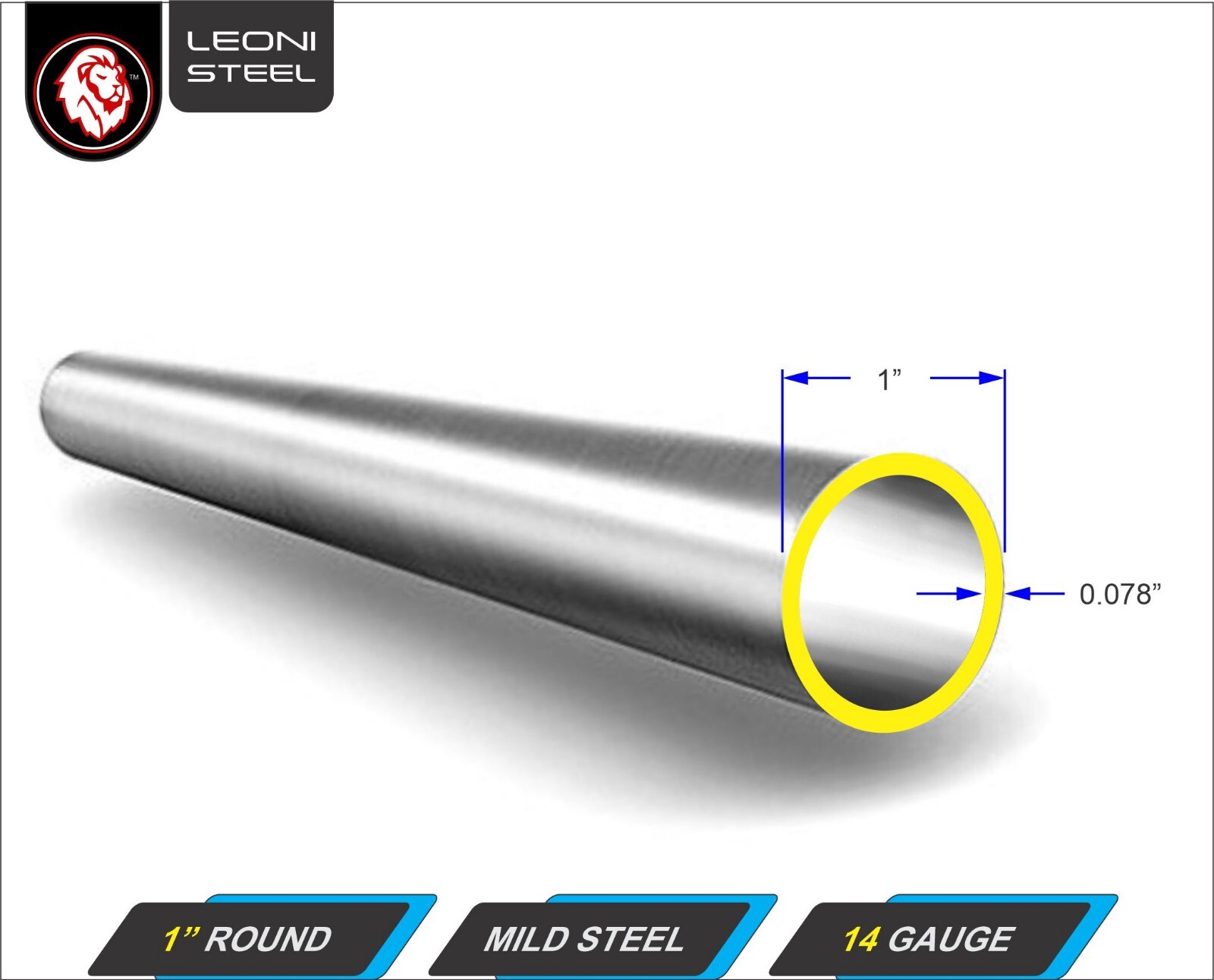 (X2) 1" Round Metal Tube - Mild Steel - 14 gauge - ERW - 72" inch long ...