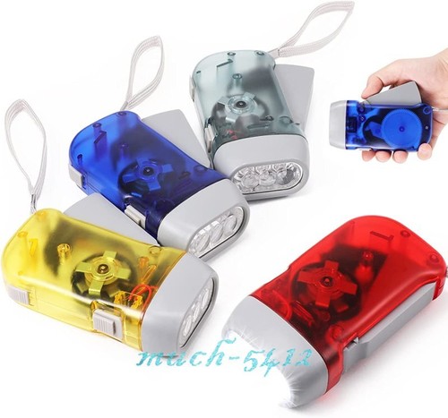 Camping Handpress Flashlight LED Hand Crank Dynamo Night Market ...