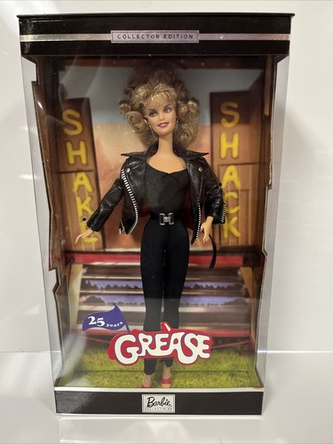 GREASE Sandy Black Leather 25th Anniversary Barbie Doll Olivia Newton ...