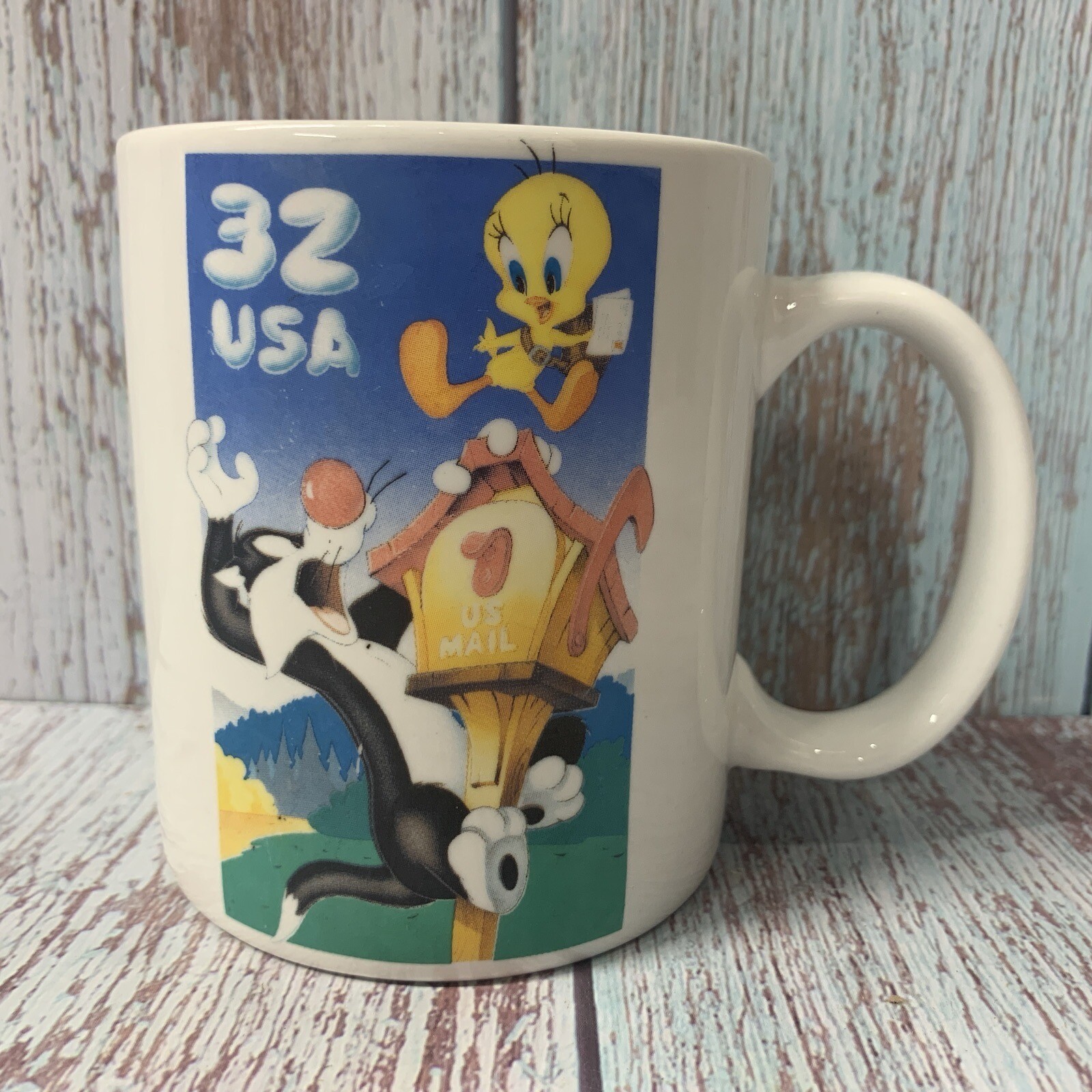 USPS STAMP Warner Bros. Studio Store TWEETY BIRD & SYLVESTER Coffee Cup ...