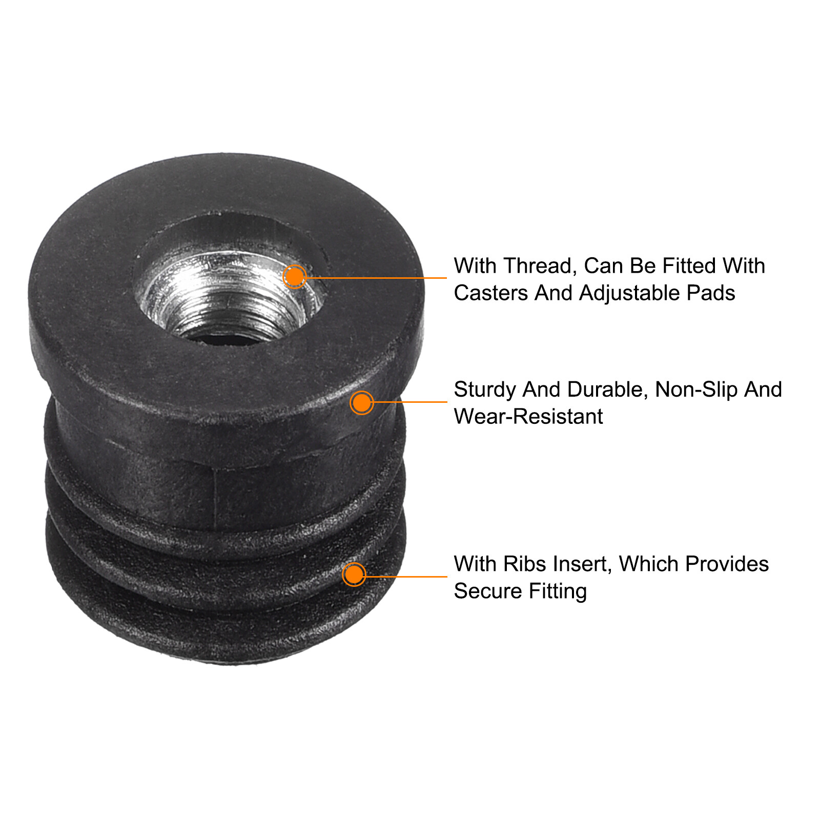 8Pcs 15mm/0.59" Caster Insert with Thread, Round M6 Thread for ...