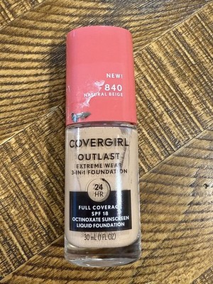 COVERGIRL OUTLAST FULL COVERAGE 3-1 FOUNDATION SPF 18 840 NATURAL BEIGE ...