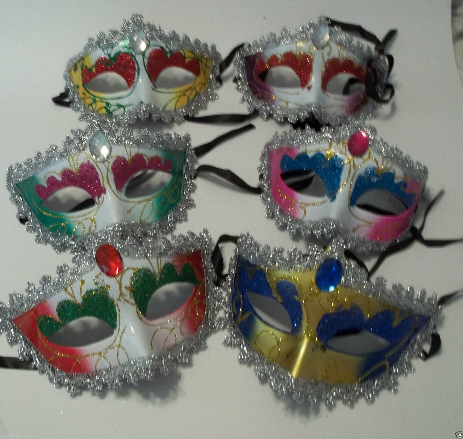 Venetian Oval Gem Mardi Gras Masquerade Mask assortment or choice of 6 ...