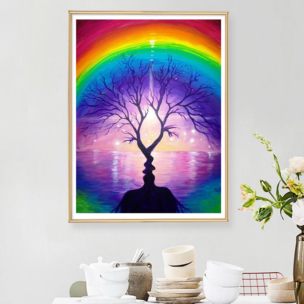 (DB7080) 5D DIY Square Diamond Diamond Painting Rainbow Tree Abstract ...