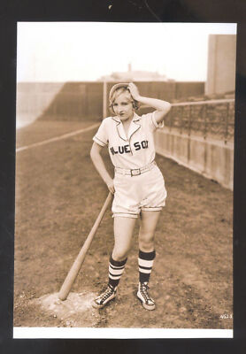 REAL PHOTO WOMENS BASEBALL BLUE SOX PLAYER BESSIE FOX POSTCARD COPY ...
