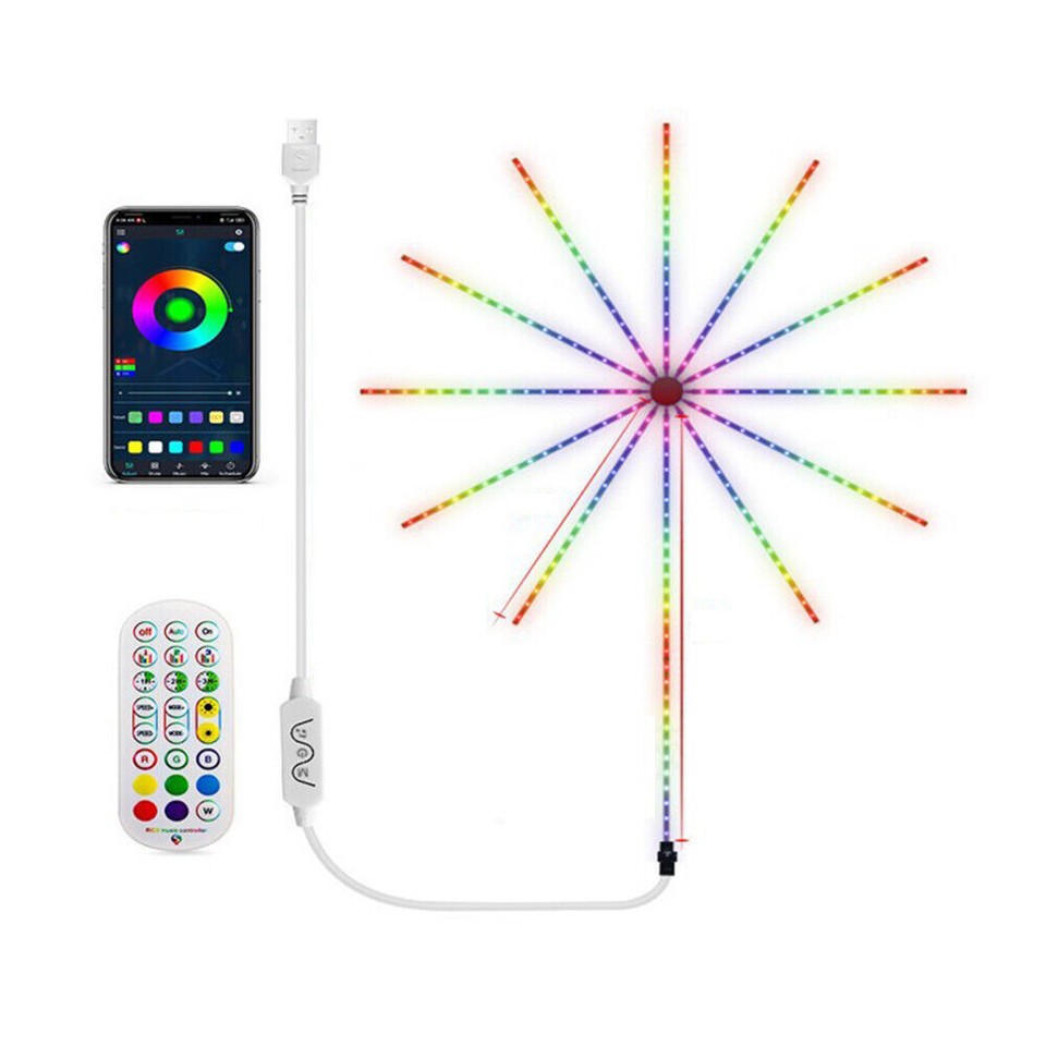 Smart Firework Led Strip Light USB RGB Remote App Control Music Sound ...