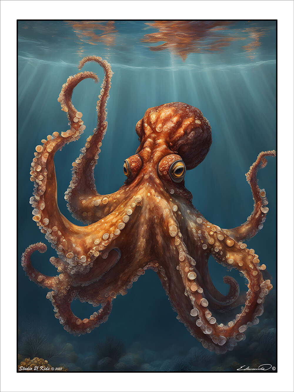 Giant Pacific Octopus Print, Poster, Marine Life Wall Art, Animal Decor ...