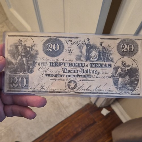 Republic of Texas $20 Obsolete Banknote Treasury Department Currency | eBay