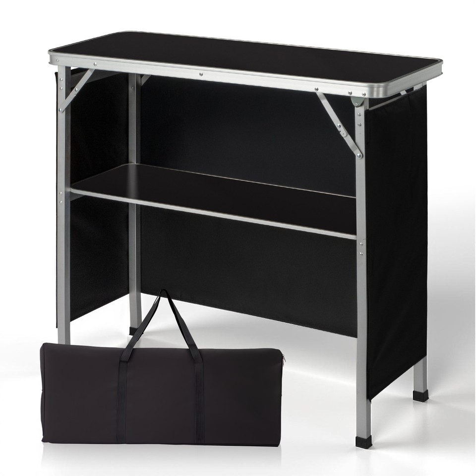 In/Outdoor Portable Folding Bar Table with Shelf Carry Bag for Party ...