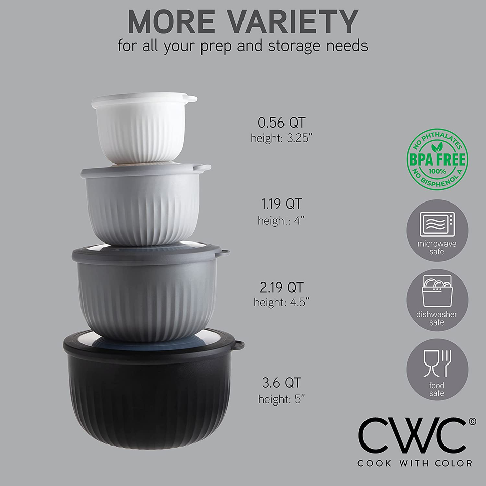 COOK with COLOR Prep Bowls with Lids- 8 Piece Nesting Plastic Small ...