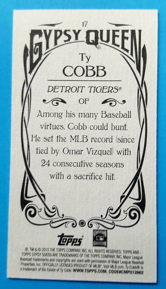 Ty Cobb 2015 Topps Gypsy Queen Mini SP #17 Detroit Tigers | eBay