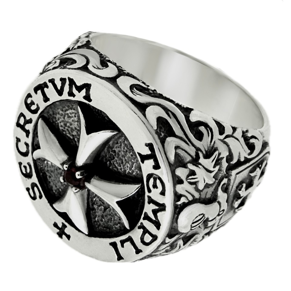 Knights Templar Crusader Masonic Silver 925 Men's Ring Maltese Cross ...