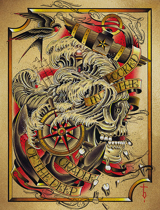 Nautical Star Skull Tattoos