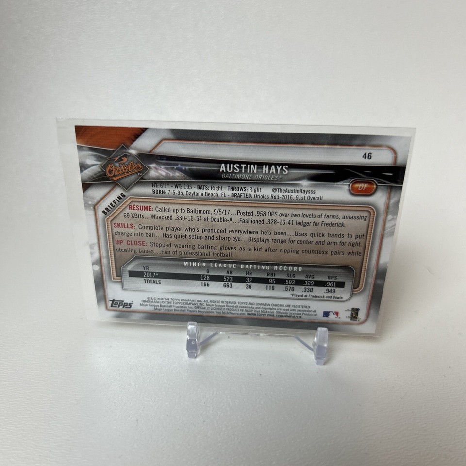 2018 Bowman 46 Austin Hays Rookie RC Baltimore Orioles Baseball Card | eBay