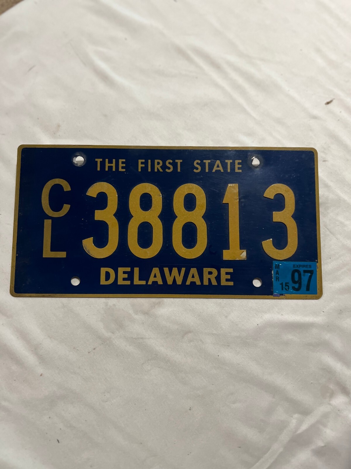 1 LICENSE PLATE PLATES DELAWARE 1997 CL 38813 RIVETED NICE | eBay