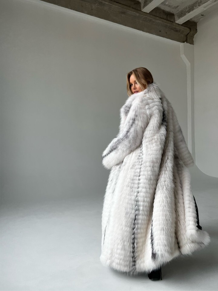 Luxury Women Genuine Fox Fur Coat Lapel Fashion Long Winter Warm ...