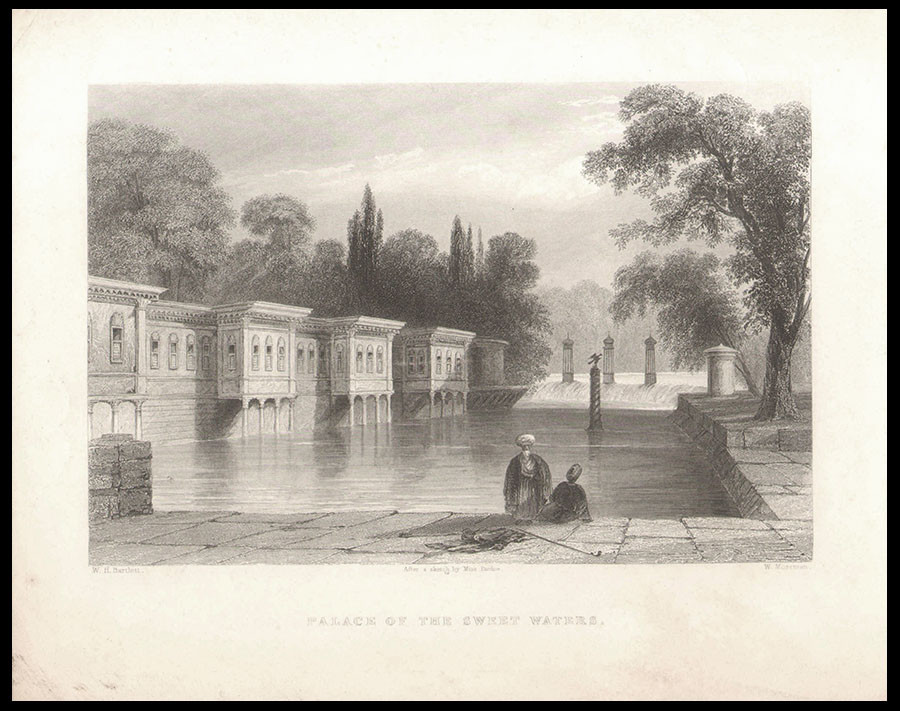 PALACE SWEET WATERS ISTANBUL - Incisione 1800 - Beauties Bosphorus ...
