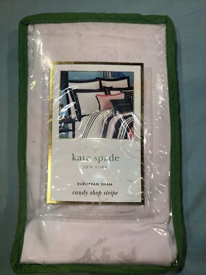 Kate Spade Candy Shop Stripe Cotton Candy Euro Sham Pink Navy NEW | eBay