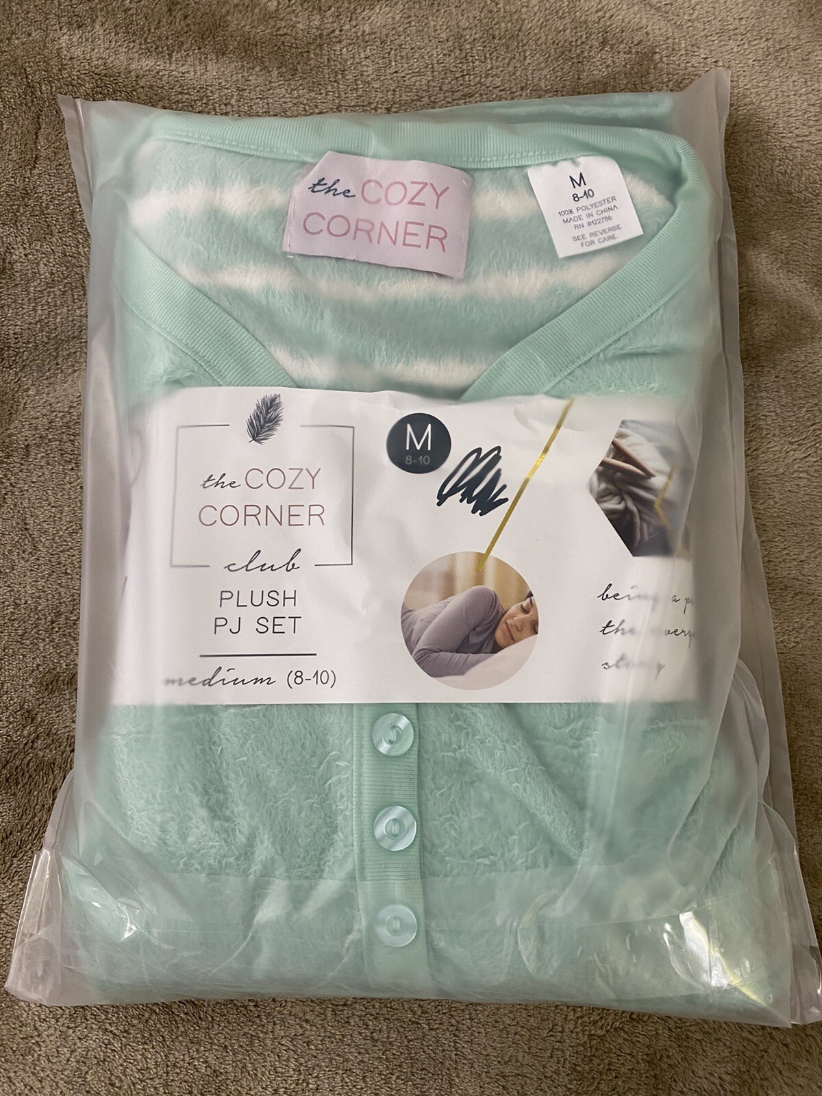 The Cozy Corner Club Women's Aqua Plush PJ Pajama Set. New Small (4-6 ...