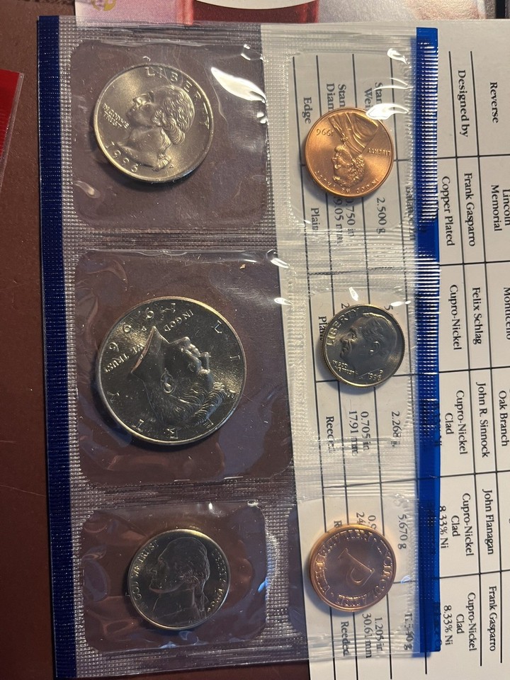 1996 US Mint Set 11 Coin P&D Uncirculated with ** 1996 W West Point ...