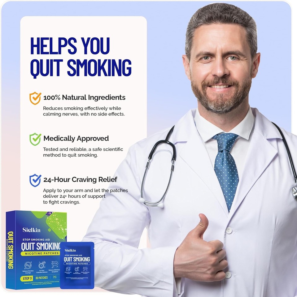 Nicotine Patches to Quit Smoking Step 3, 7 mg - Stop Smoking Aid - Each ...