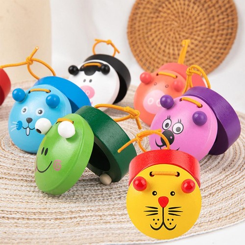 6x Wooden Castanets Early Education Preschool Rhythm Animal for Kids ...