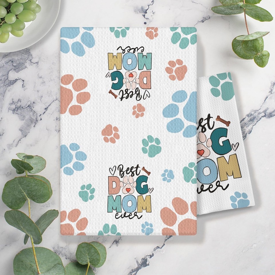 Dog Mom Gifts Kitchen Towels Lovers Owners Paws Hand Bathroom 16x24 ...