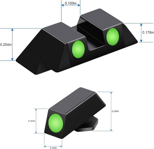 Night Sights 3-Dot Glow in The Dark with Front and Rear for Green | eBay