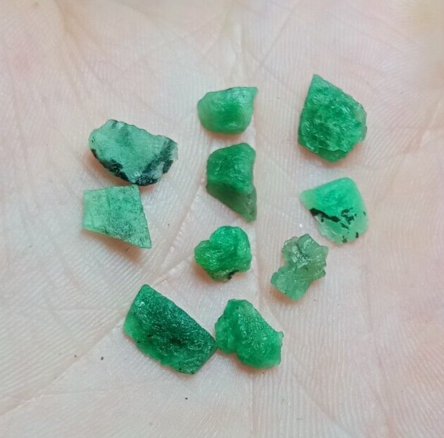 10 Pcs Emerald Rough, Zambian Emerald Rough, Emerald Rough For Jewelry ...