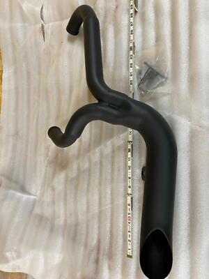 Black 2 into 1 Lake Turn out Exhaust Pipe Harley Chopper Softail FLH ...