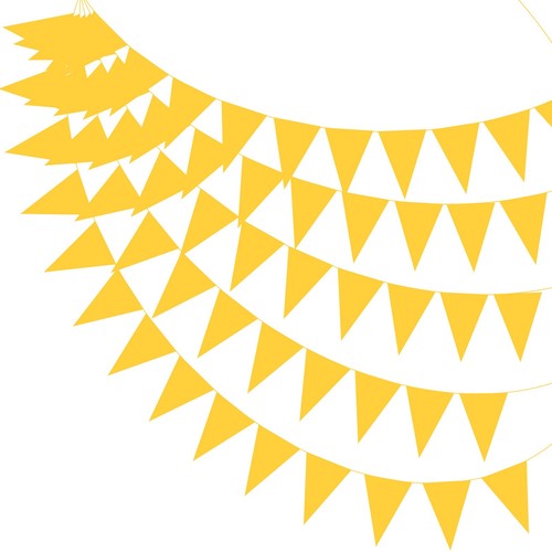 2 Pcs 49ft Pennant Banner Flags Felt Fabric Pennant Flags String Yellow ...