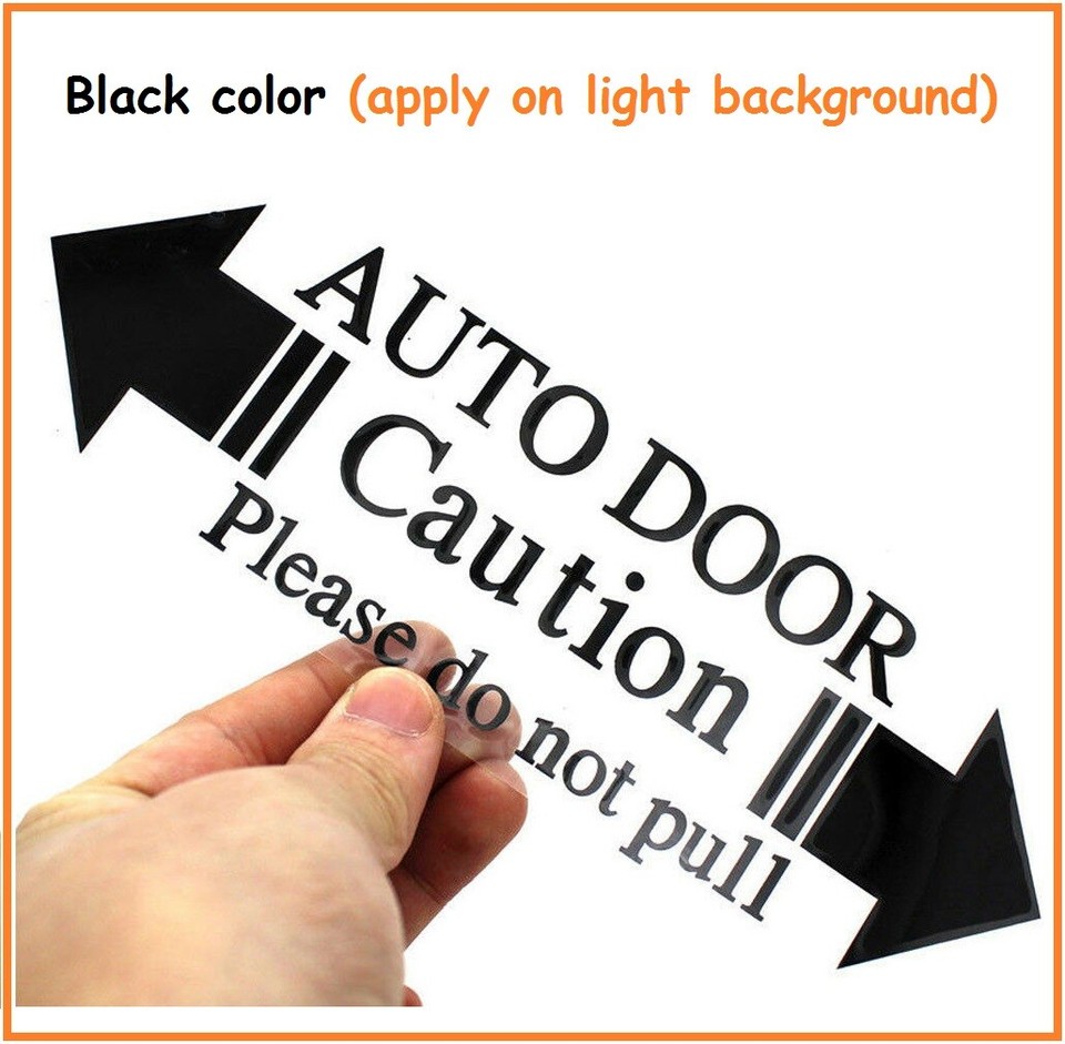 CAUTION AUTOMATIC DOOR - 4 STICKERS , AUTO DOOR BLACK , DOOR DECAL | eBay