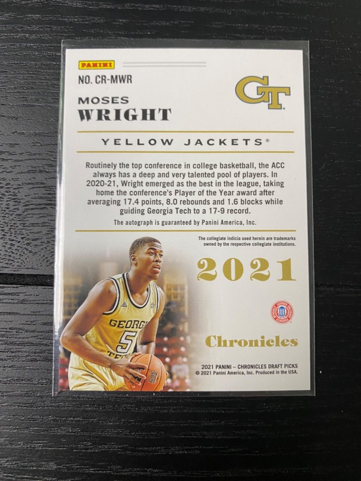 2021 CHRONICLES DRAFT PICKS #CR-MWR MOSES WRIGHT AUTO ROOKIE CARD ...