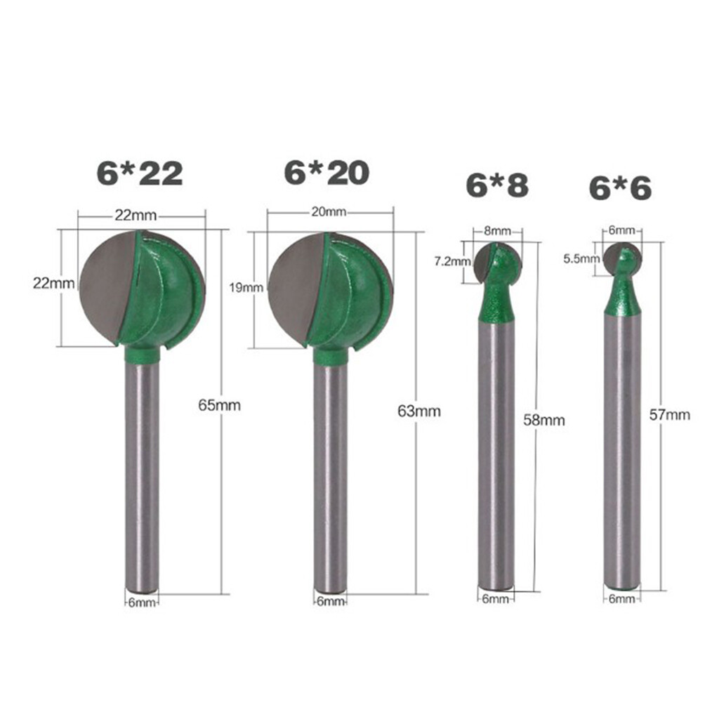 6mm Shank Woodworking Ball Cutter Router Bits for Root Carving Standard ...