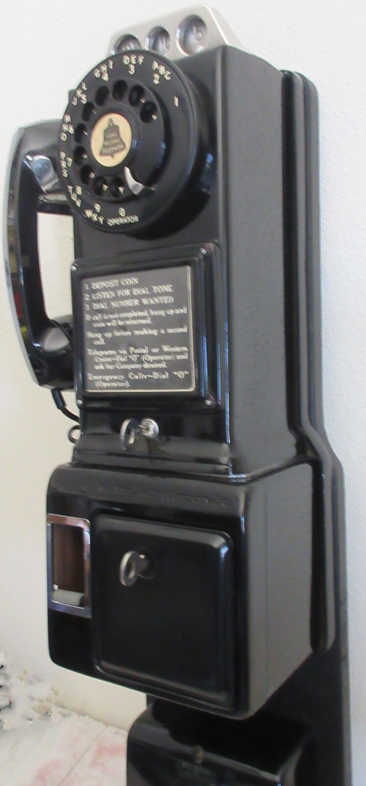 Western Electric Pay Telephone 3 Coin Slot 1950's with Ringer mounted ...