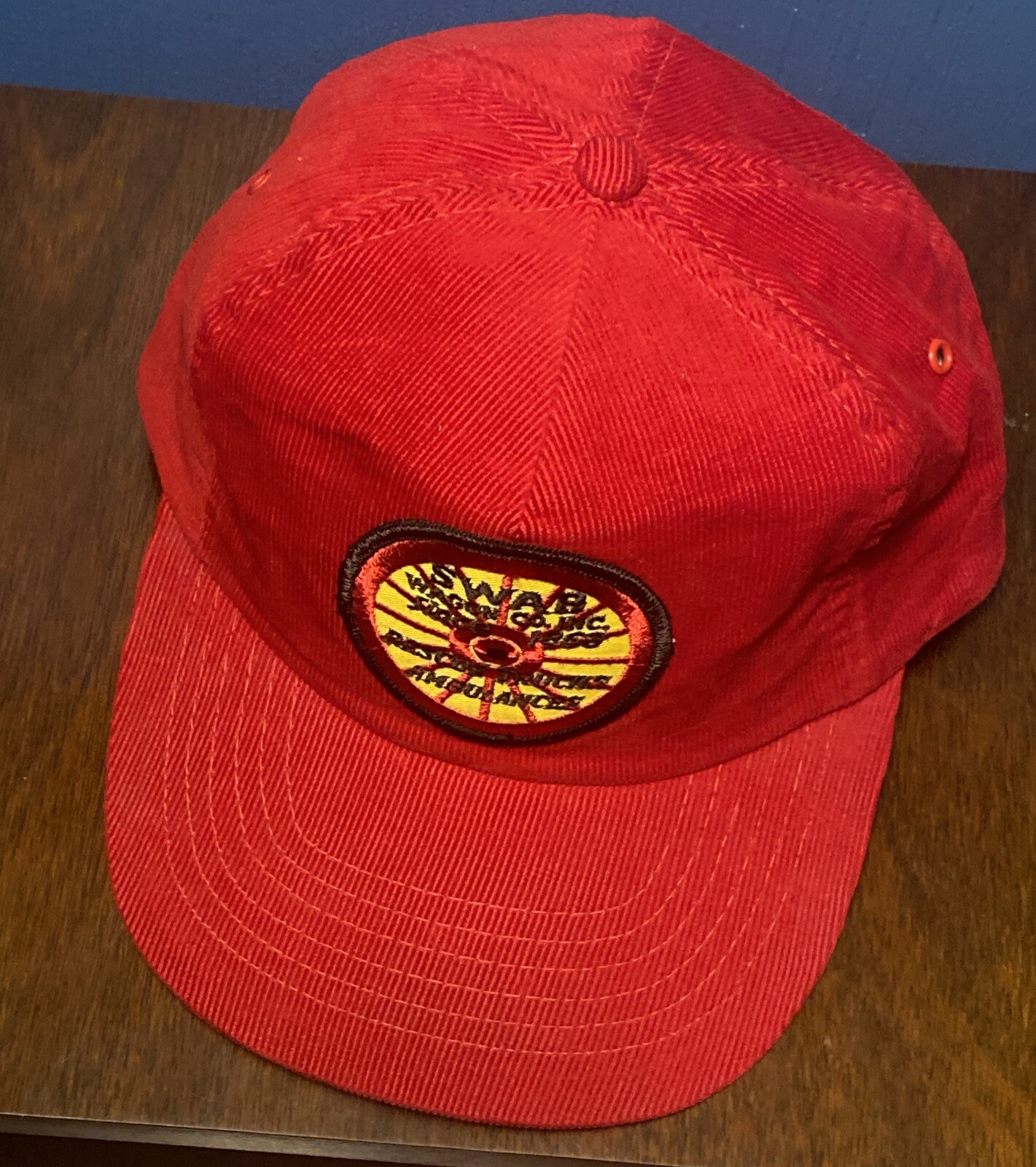 VINTAGE Corduroy Snapback Trucker Hat - SWAB Wagon Co Ambulance ...