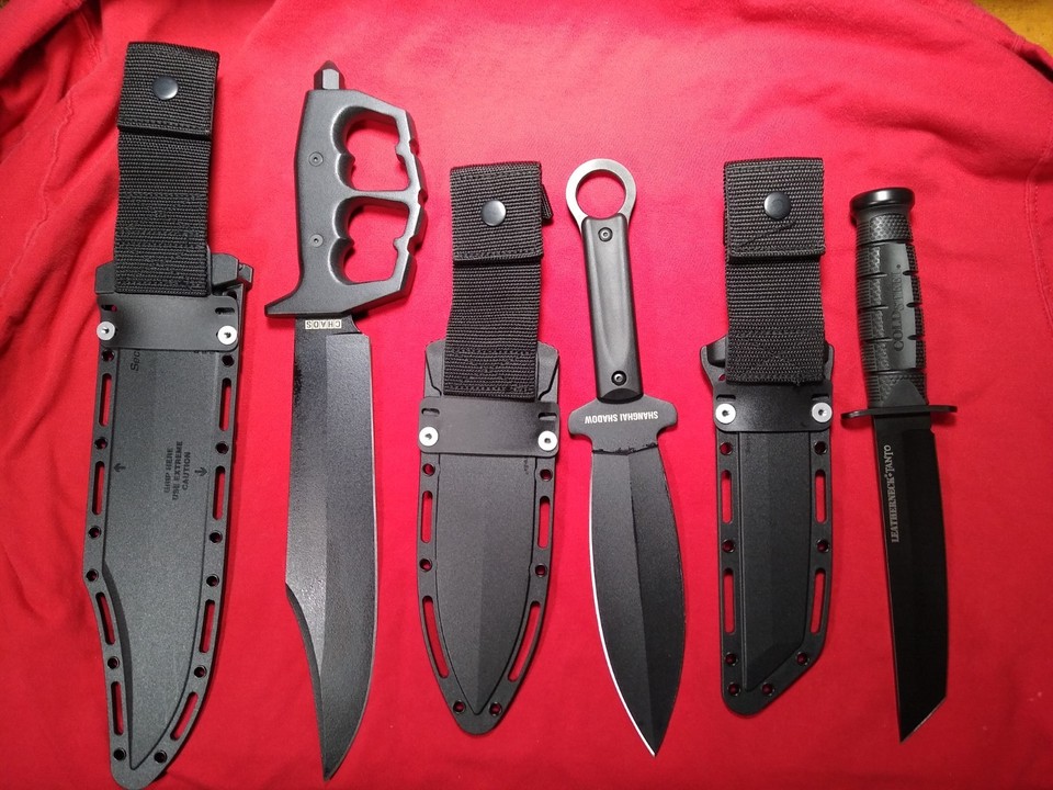 COLD STEEL KNIFES - CHAOS BOWIE- SHANGHAL SHADOW-LETHERNECK | eBay