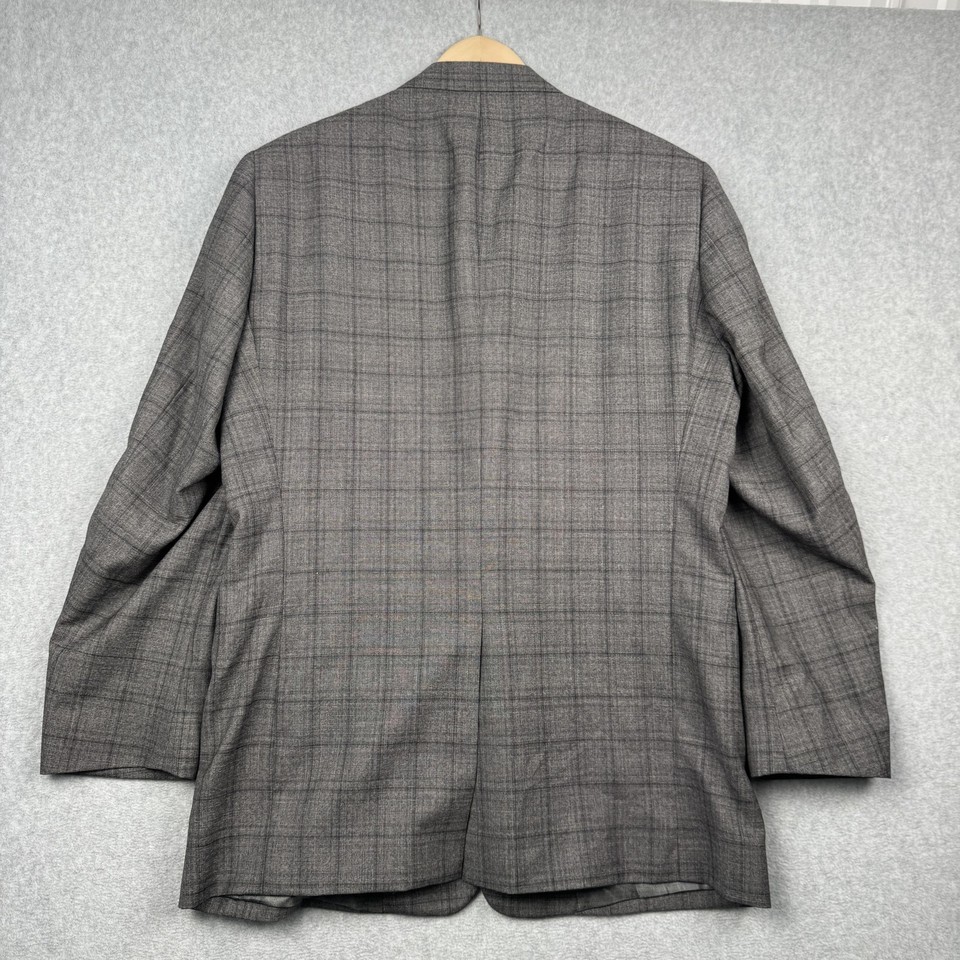 Turnbury Blazer Mens 44R Gray Wool Plaid Sport Coat Two Button Notch ...