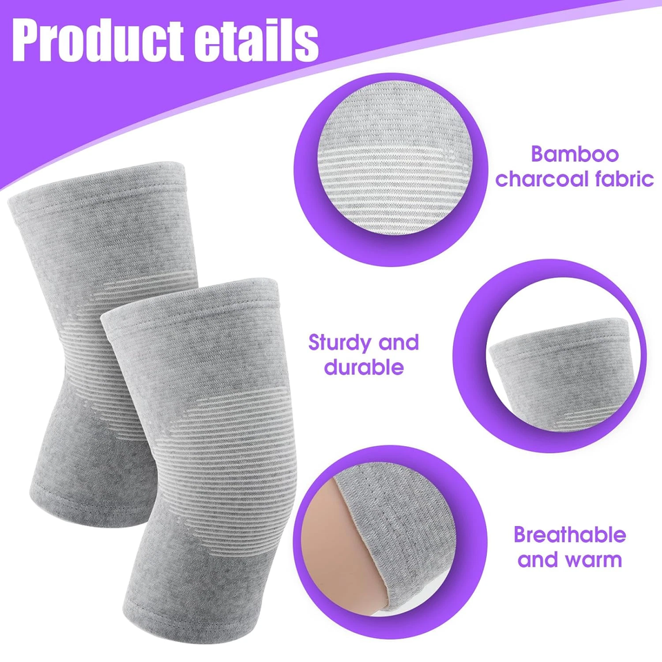 Bamboo Knee Sleeve Elastic Compress Warm Knee Brace Kneecap Pads ...