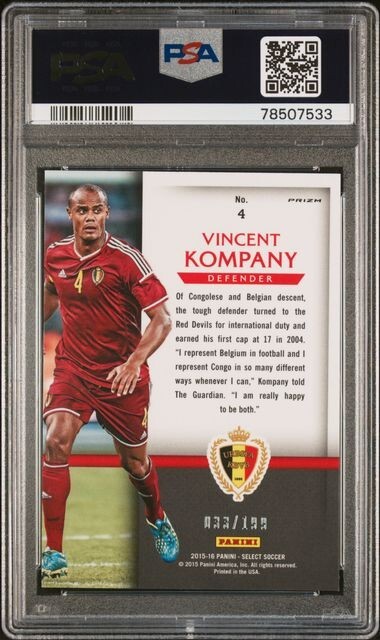 2015-16 Panini Select National Pride Red Prizm /199 Vincent Kompany #4 ...