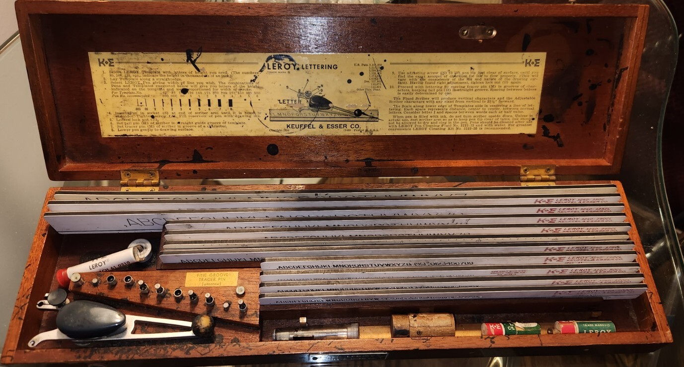 Keuffel & Esser Co K&E Leroy Lettering Set With Wood Case | eBay