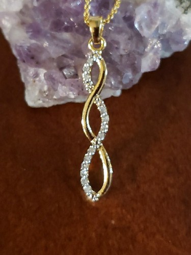 Gold Over Sterling Silver DIAMOND INFINITY SYMBOL 18" Necklace, 1/3 ...