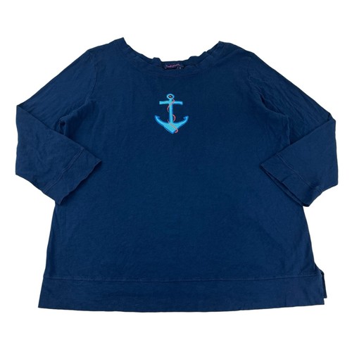 Fresh Produce Blouse Women’s XL Navy Blue Anchor 3/4 Sleeve Made in USA ...
