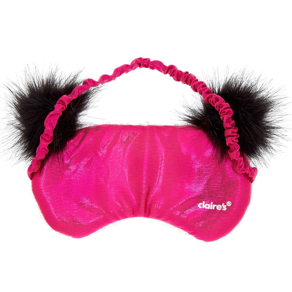 Sequin Panda Sleep Mask Fuzzy Furry Soft Sleep Aid Plush Sleeping Mask ...